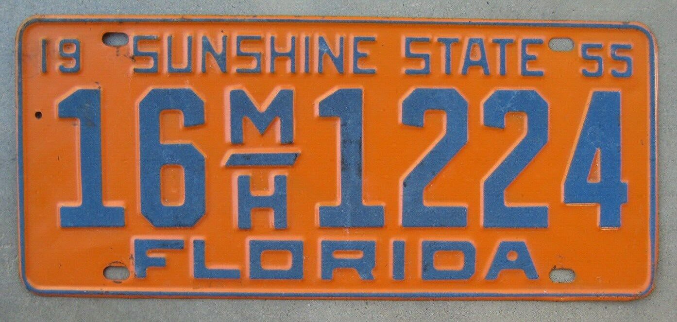 1955 Florida Mobile Home License Plate (16 MH 1224) Sarasota County ...