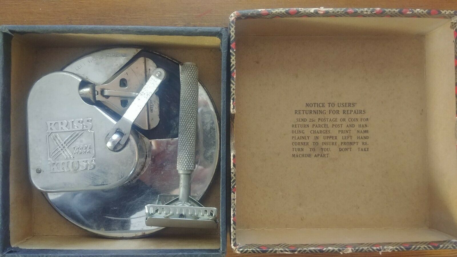 Vintage KRISS KROSS Automatic Razor Blade Sharpener Stropper Rhodes St ...