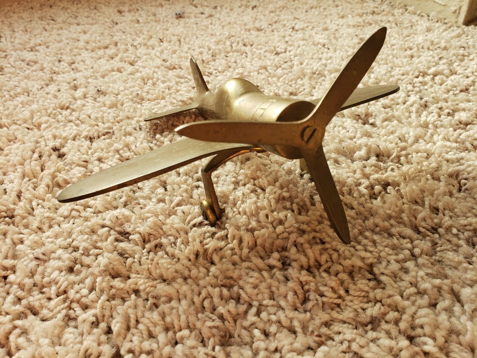 VINTAGE SOLID BRASS PROPELLER AIRPLANE MODEL WWII DOG FIGHTER PLANE ...