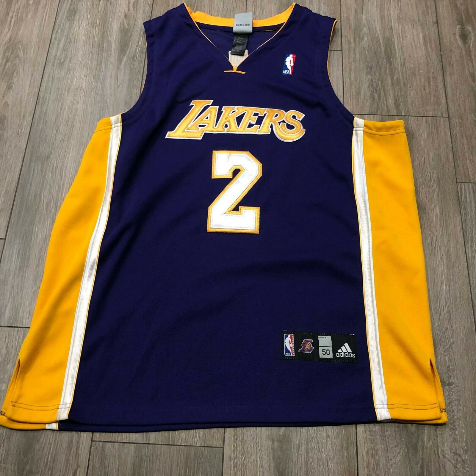 Adidas Derek Fisher 2 Los Angeles Lakers Sewn Stitched Jersey | #17583002