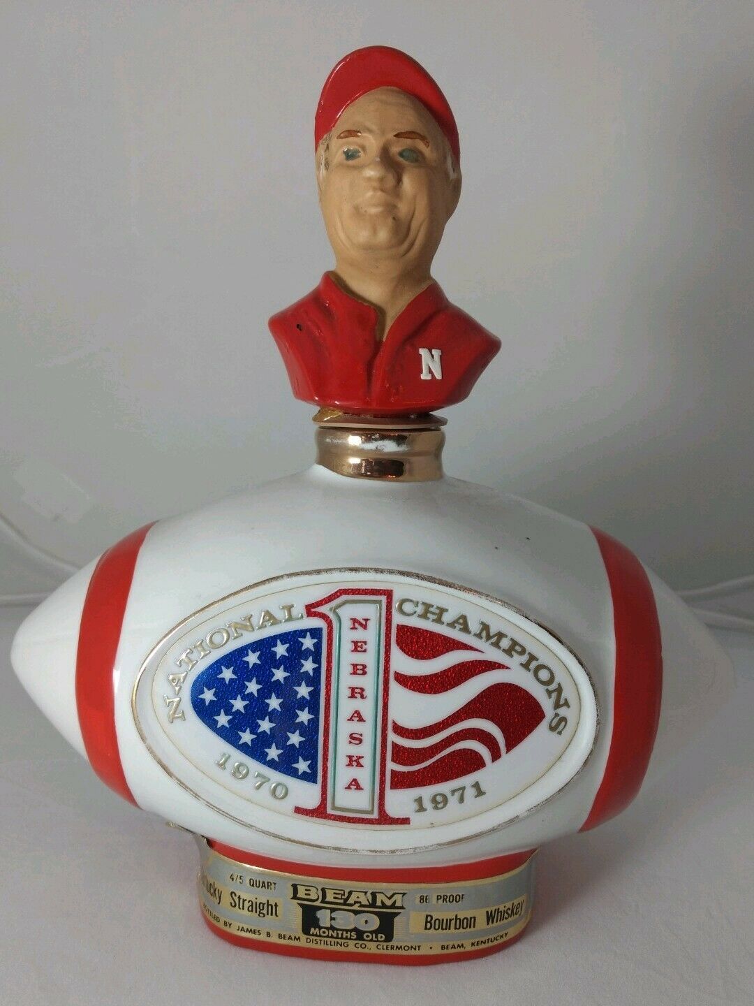 NEBRASKA CORNHUSKER FOOTBALL Decanter Bob Devaney National Champs ...