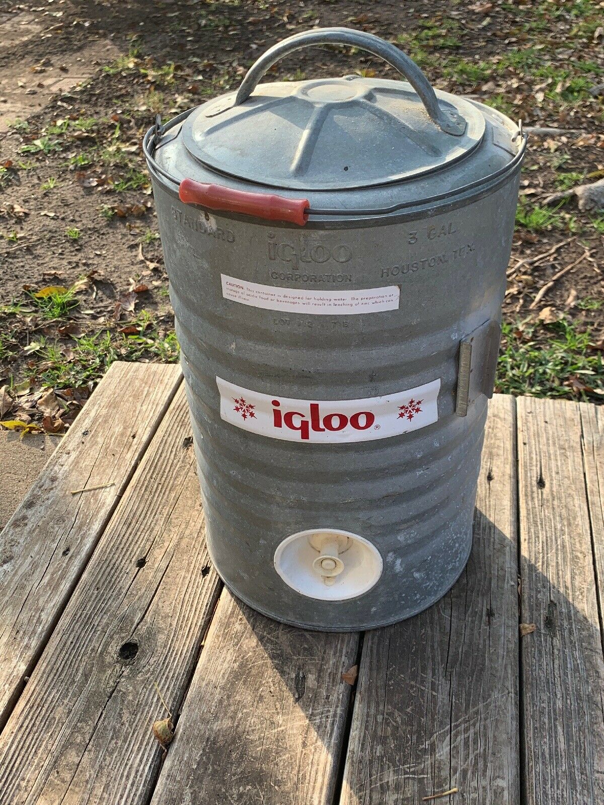 Vintage Igloo 3 Gallon Galvanized Steel Water Cooler Jug | #17519327