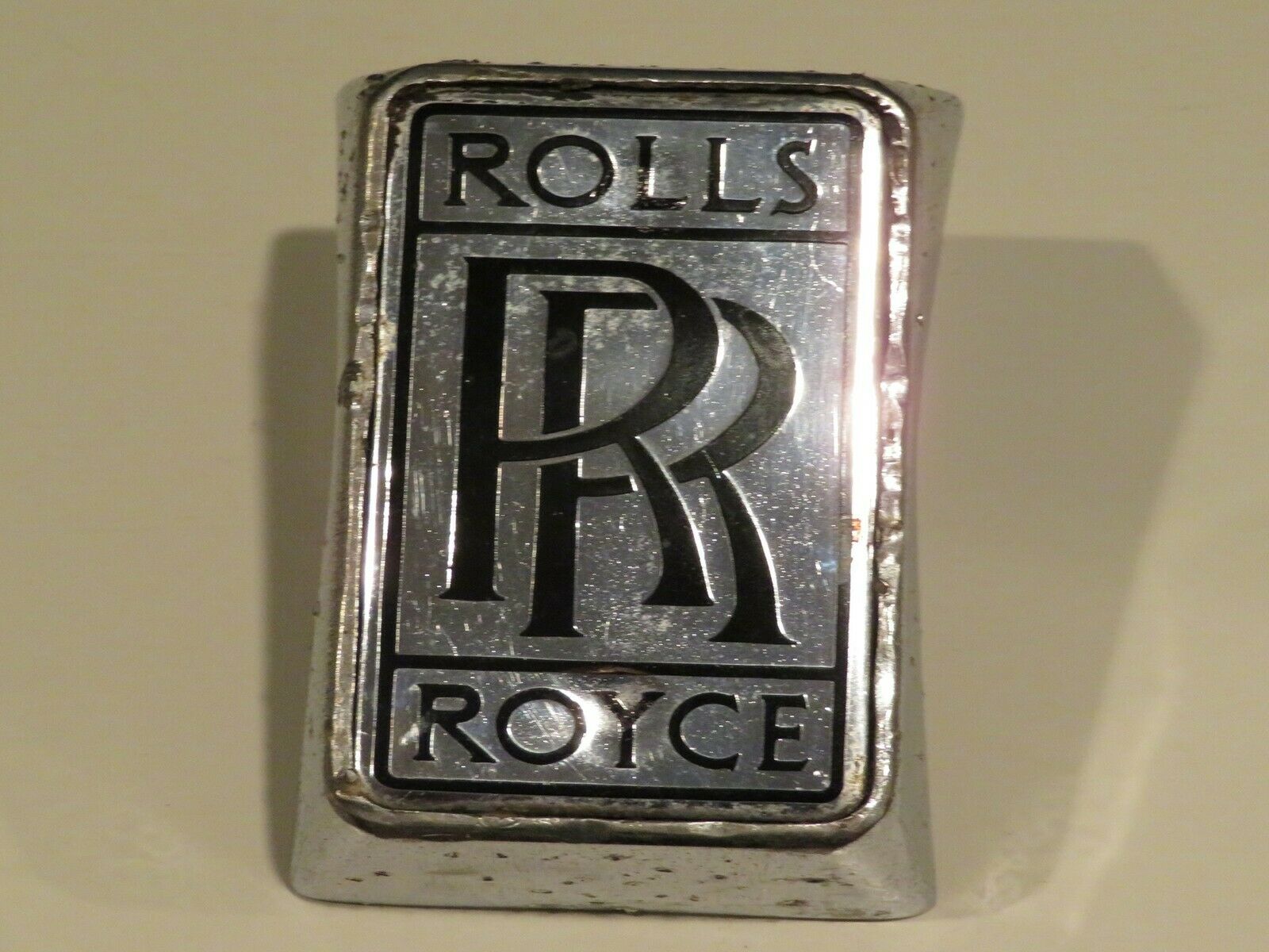 ROLLS ROYCE RR LOGO CHROME VINTAGE HOOD ORNAMENT WITH THREADED SCREW ...