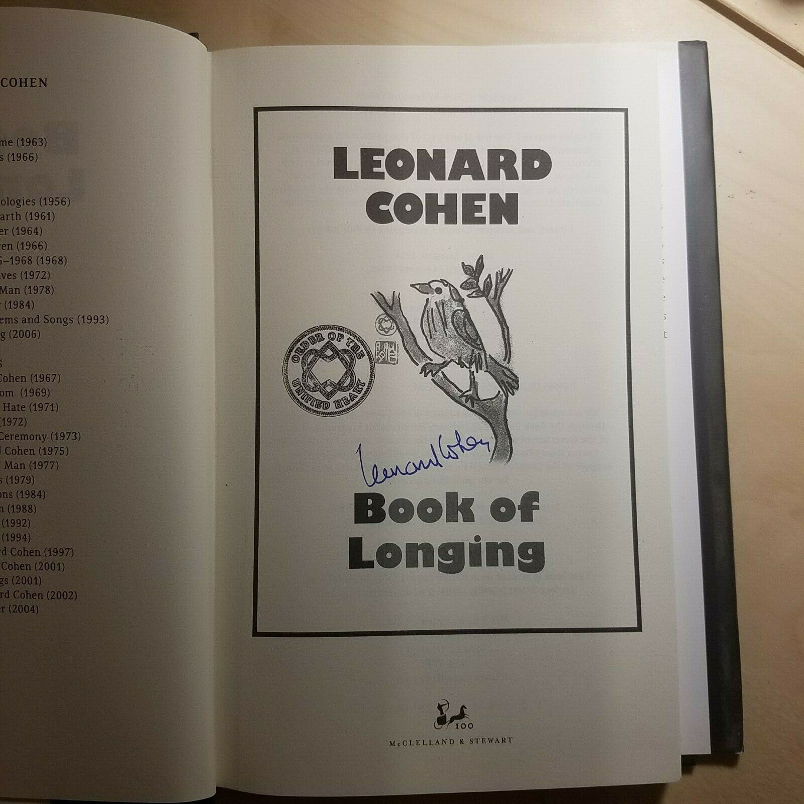 SIGNED The Book Of Longing Autograph By Leonard Cohen Hard Cover W ...