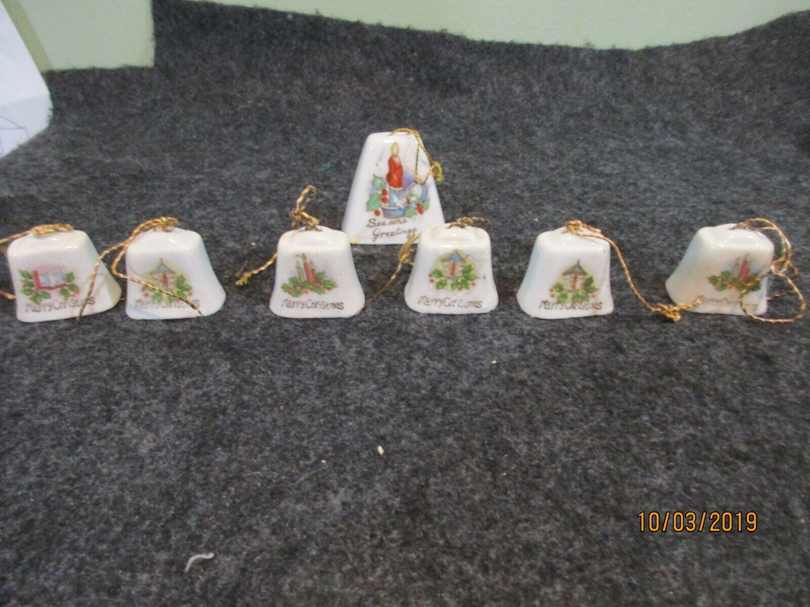 Vintage 6 Ceramic Christmas Bells Mini ' S Merry Christmas & Season ...