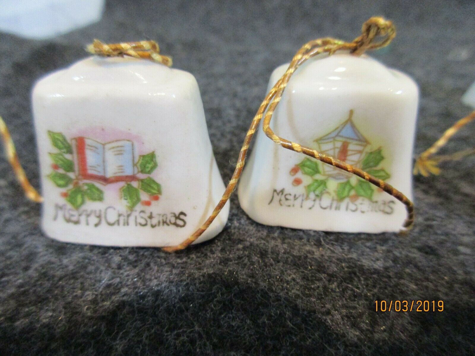 Vintage 6 Ceramic Christmas Bells Mini ' S Merry Christmas & Season ...
