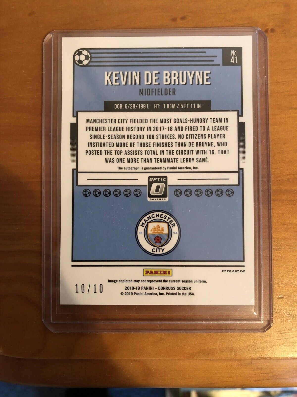 Donruss Soccer 2018/19 Kevin De Bruyne Manchester City Autograph Card ...
