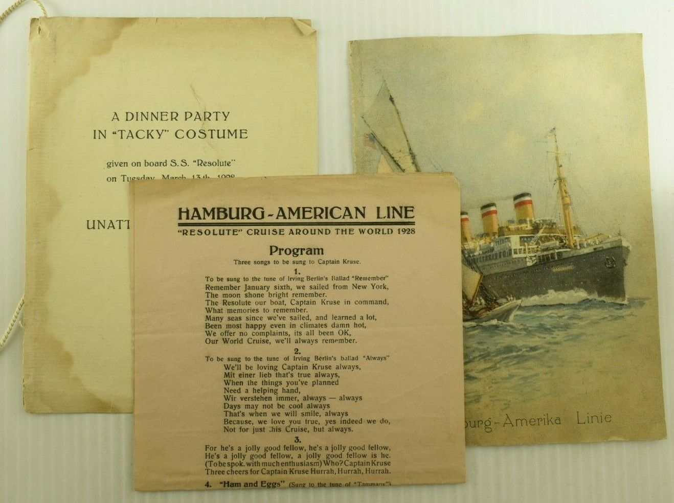 1928 S. S. Resolute Hamburg - American Line Ship Paperwork | #17421210