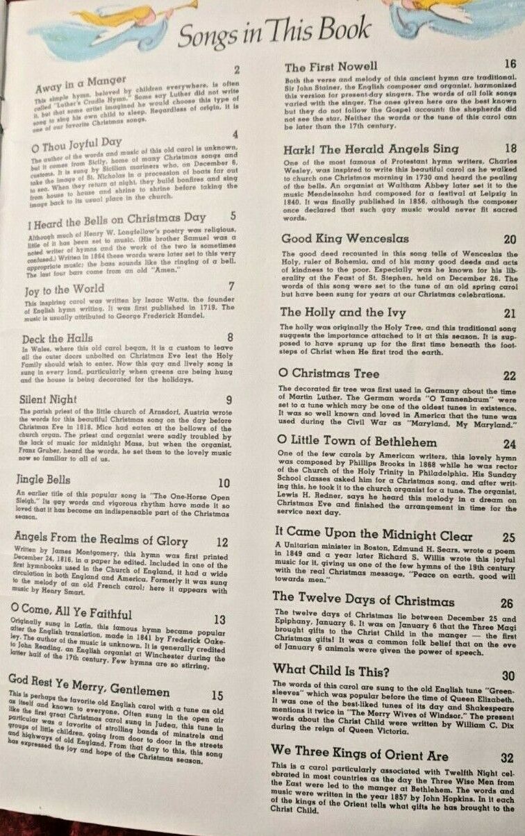 1969 Whitman CHRISTMAS CAROLS Song Book Piano Organ Guitar Music ...