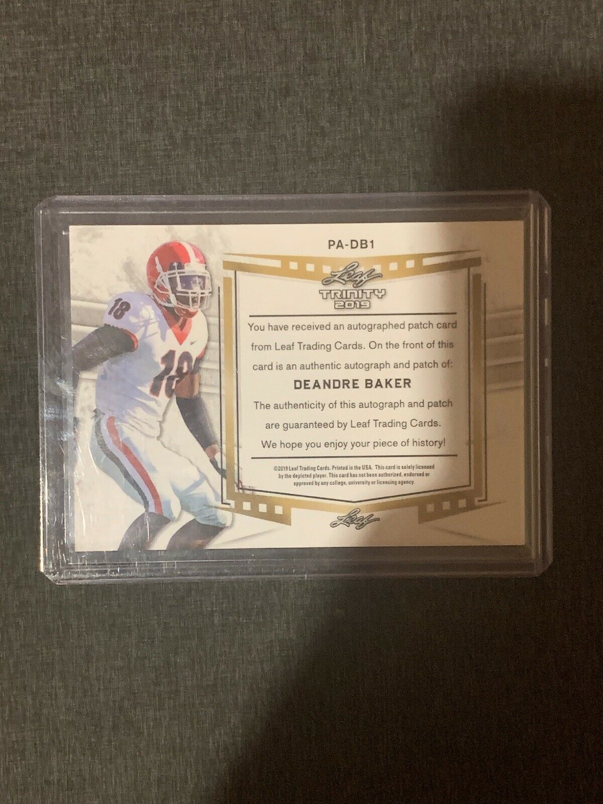 Deandre Baker 2019 Leaf Trinity Auto Autograph LOGO Patch Rookie RC 1/5 ...