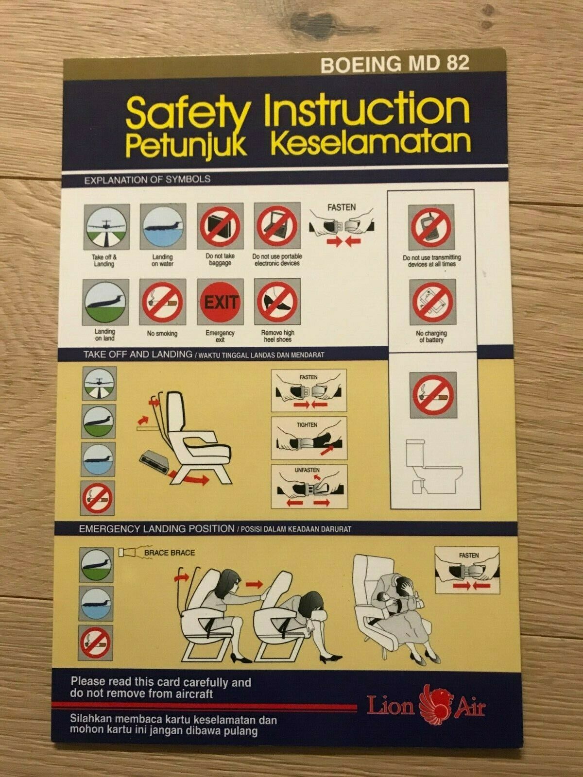 Safety Card Lion Air MD - 82 | #17388035