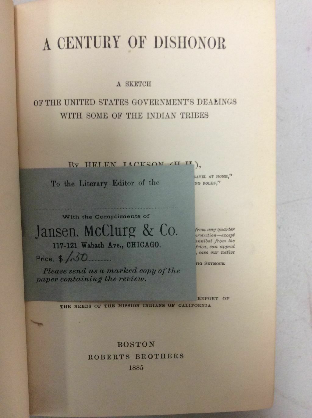 1885 A CENTURY OF DISHONOR Massacres Of Indians By US Soldiers BROKEN ...