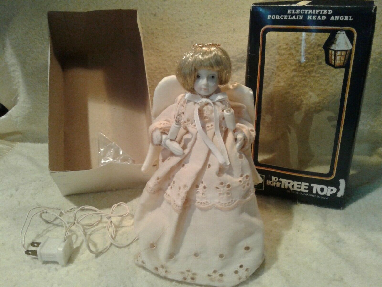 Vintage Lighted Angel Tree Topper Porcelain | #17374255