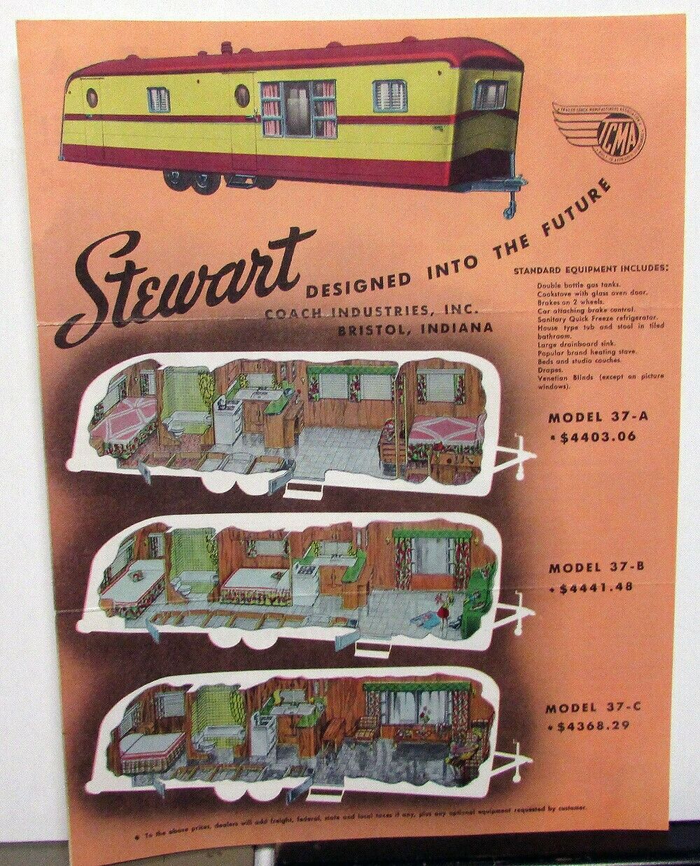 Late 1940s Early 1950s Stewart Coach Sales Folder Model 37 Travel ...