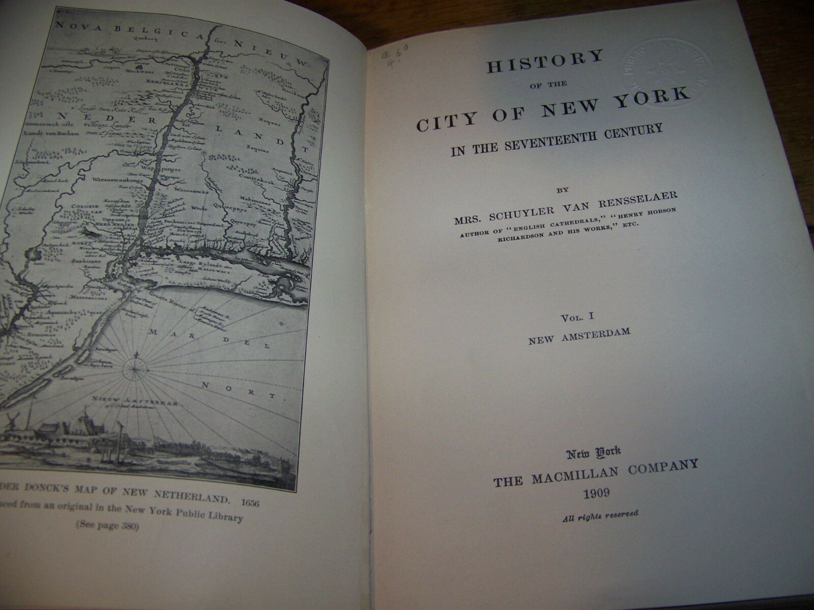 1909 2 VOL HISTORY YORK CITY NY VAN RENSSELAER SIGNED BY AUTHOR NYC ...