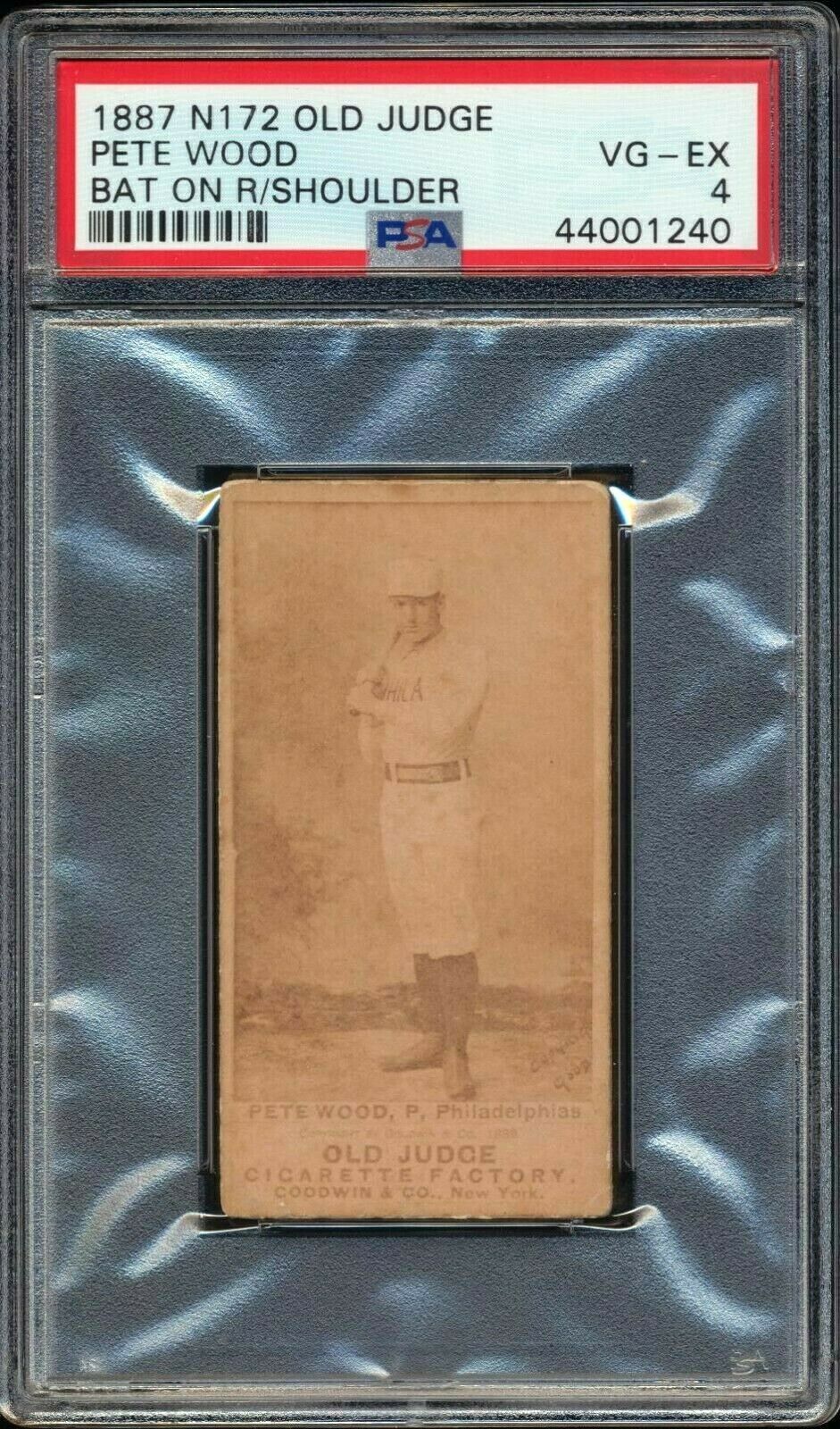 1887 N172 Old Judge Pete Wood Philadelphias Bat On Shoulder PSA 4 DEAD ...