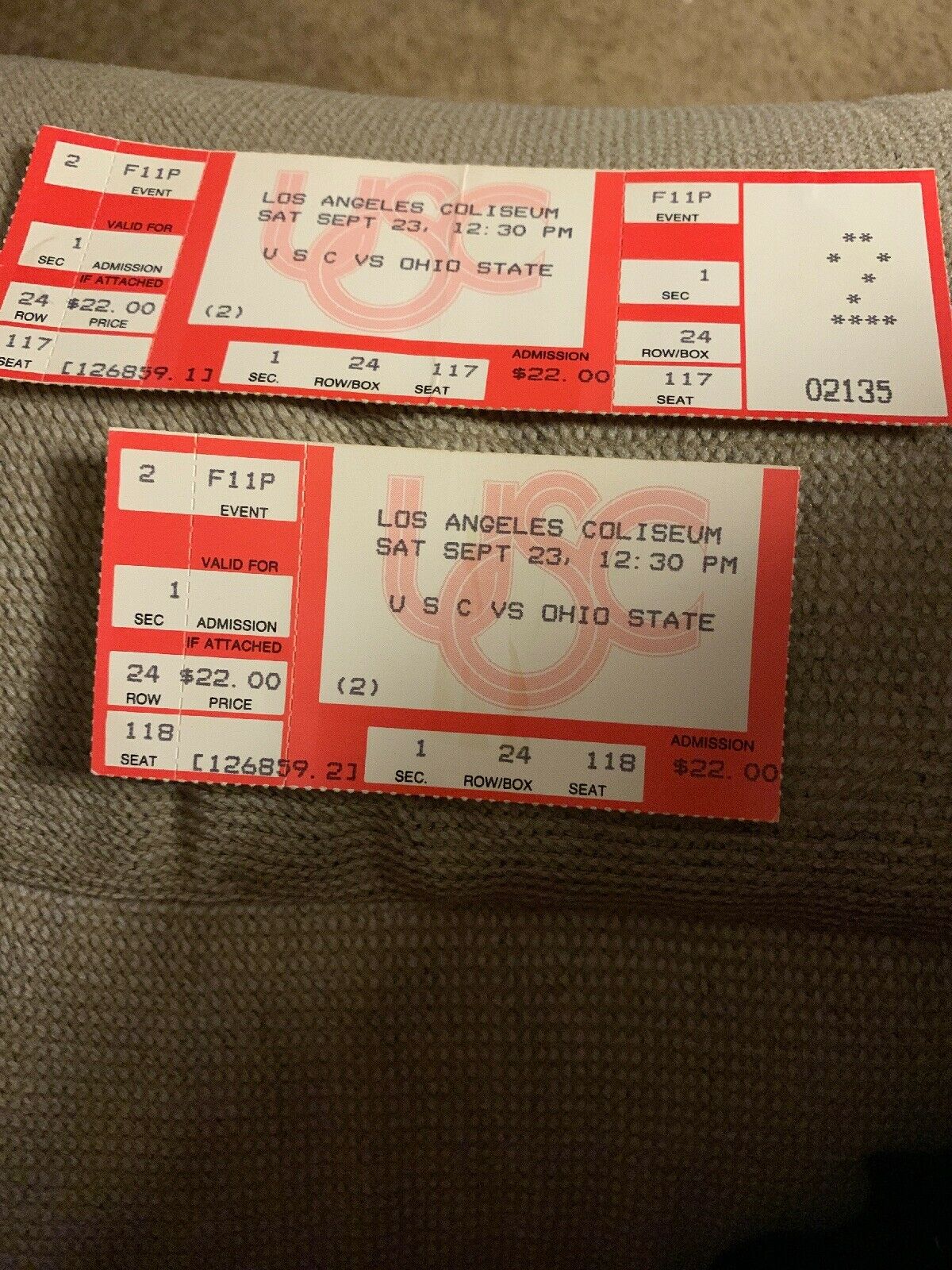 1989 USC Vs Ohio State College Football Ticket Stub And Ticket | #17289432