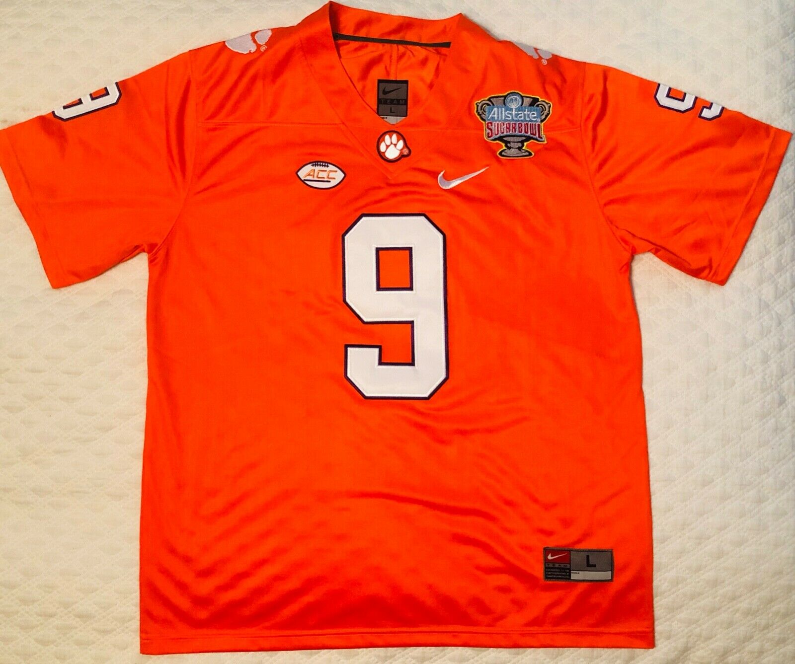 Nike Clemson Tigers 9 Travis Etienne Football ACC SugarBowl Team Jersey ...
