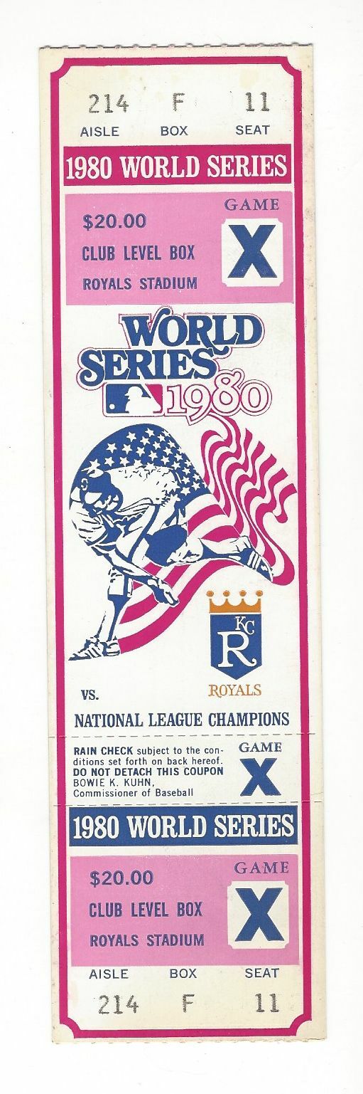 1980 World Series Full Ticket Philadelphia Phillies Vs. Kansas City ...