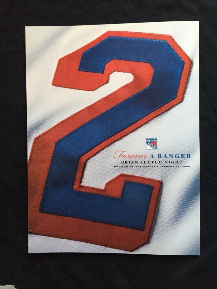 Brian Leetch RETIREMENT NIGHT PROGRAM 2 Hof NY RANGERS Msg Limited ...