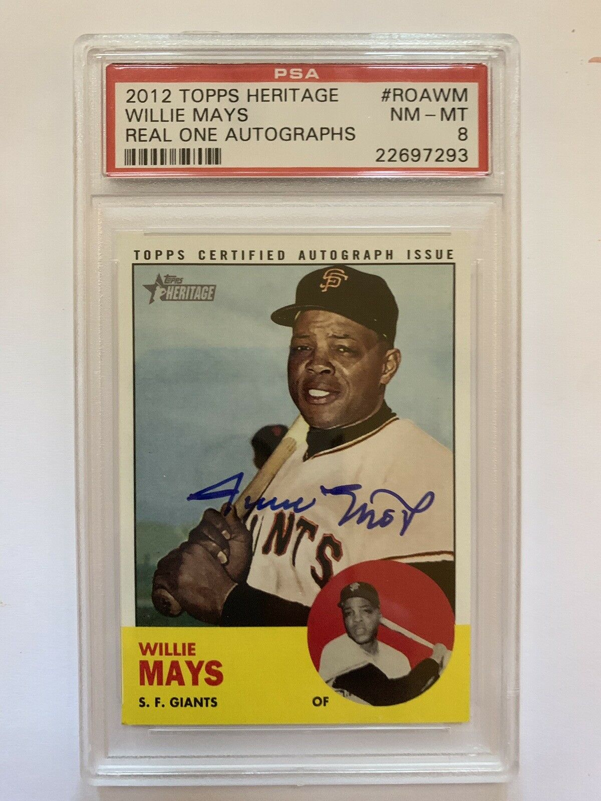 Willie Mays Giants 2012 Topps Heritage Real One On Card Auto Autograph ...