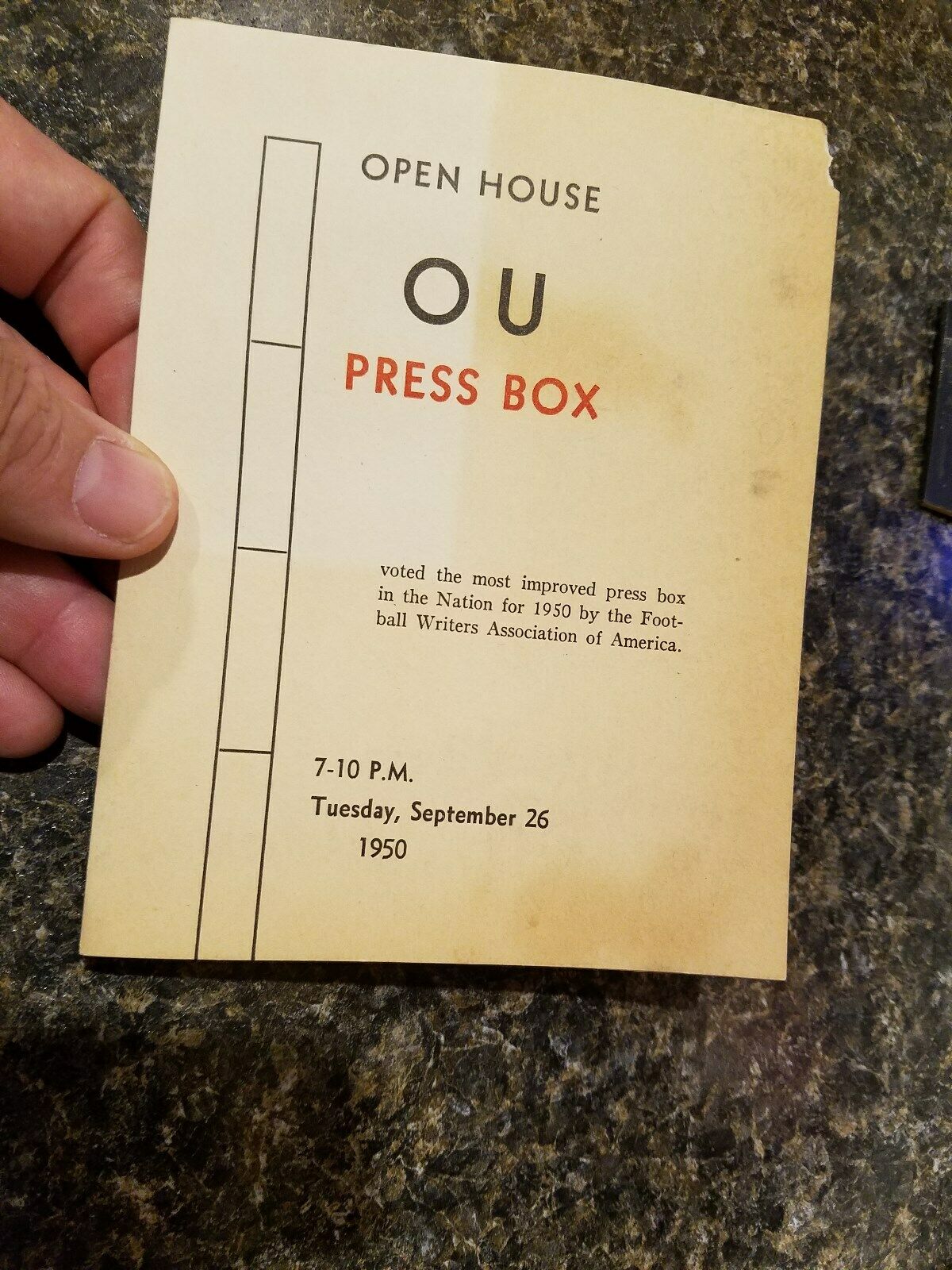 1950 Brochure For OU Sooners Football Press Box, University Of Oklahoma ...