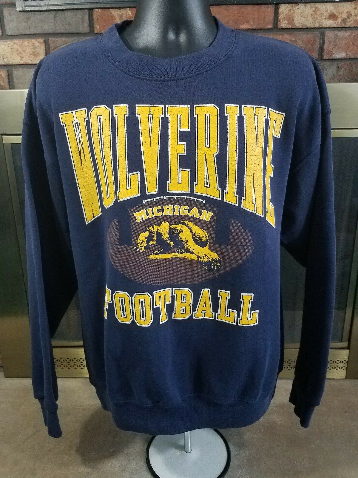 VINTAGE MICHIGAN WOLVERINES NCAA FOOTBALL SWEATSHIRT SWEATER MENS SIZE ...