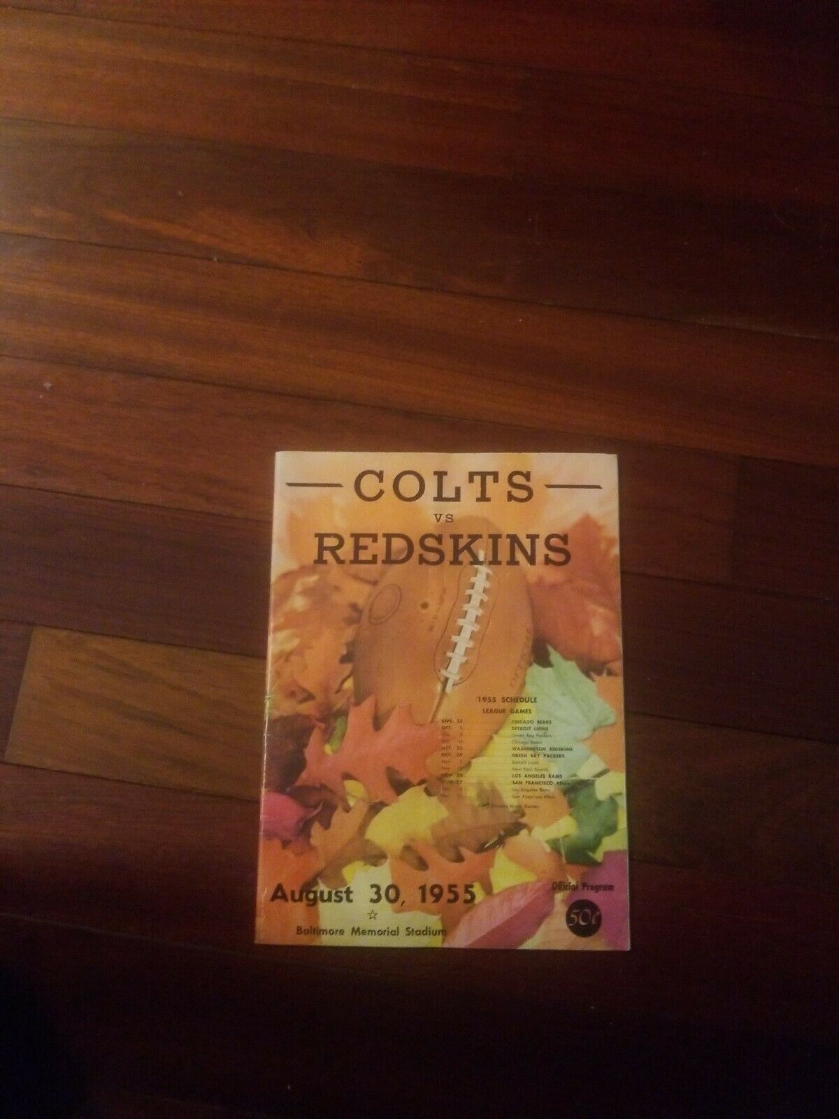 Baltimore Colts Vs Washington Redskins 1955 Program Indianapolis ...