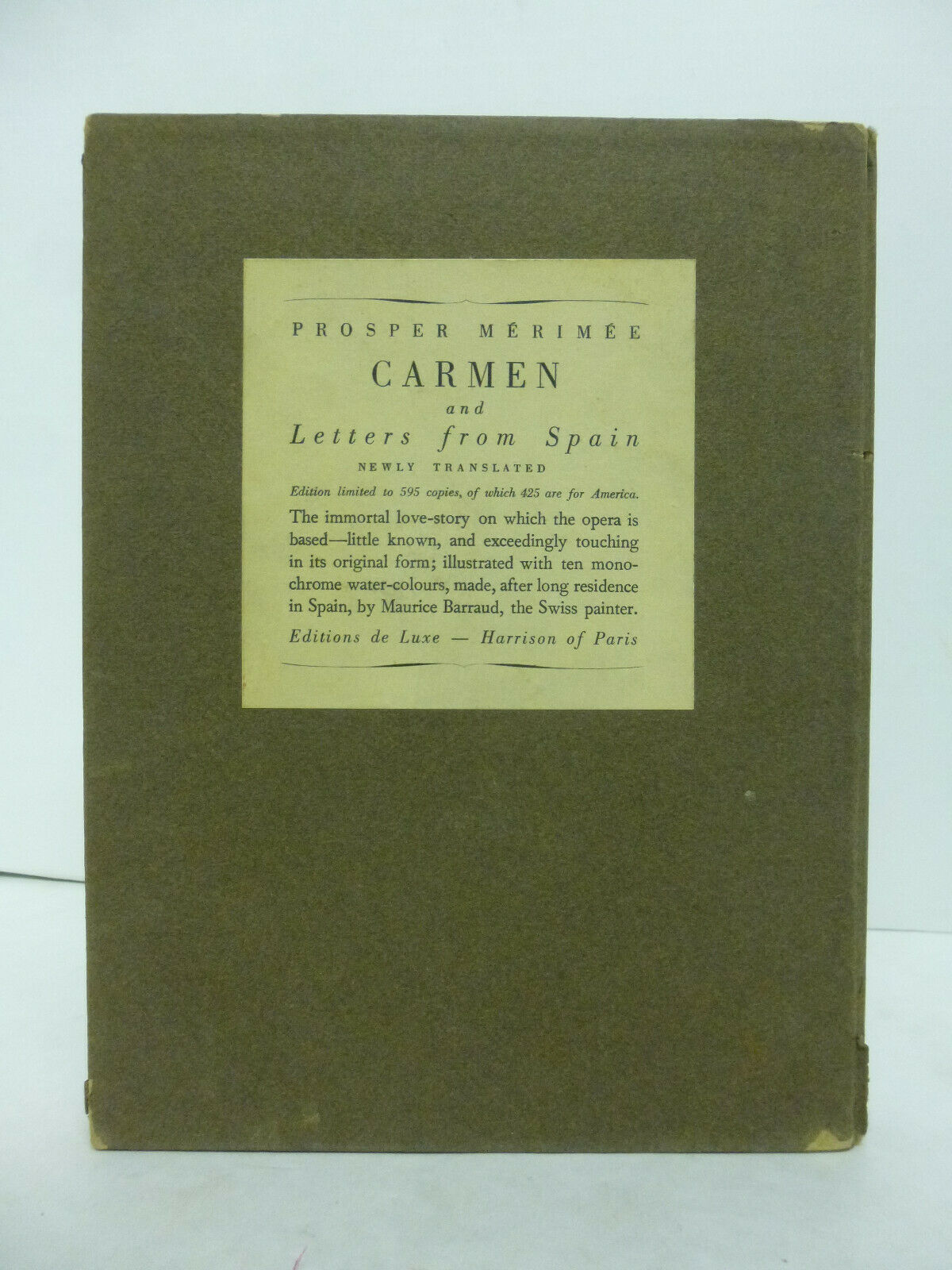 Prosper Merimee CARMEN And Letters From Spain LIMITED EDITION 176/595 ...